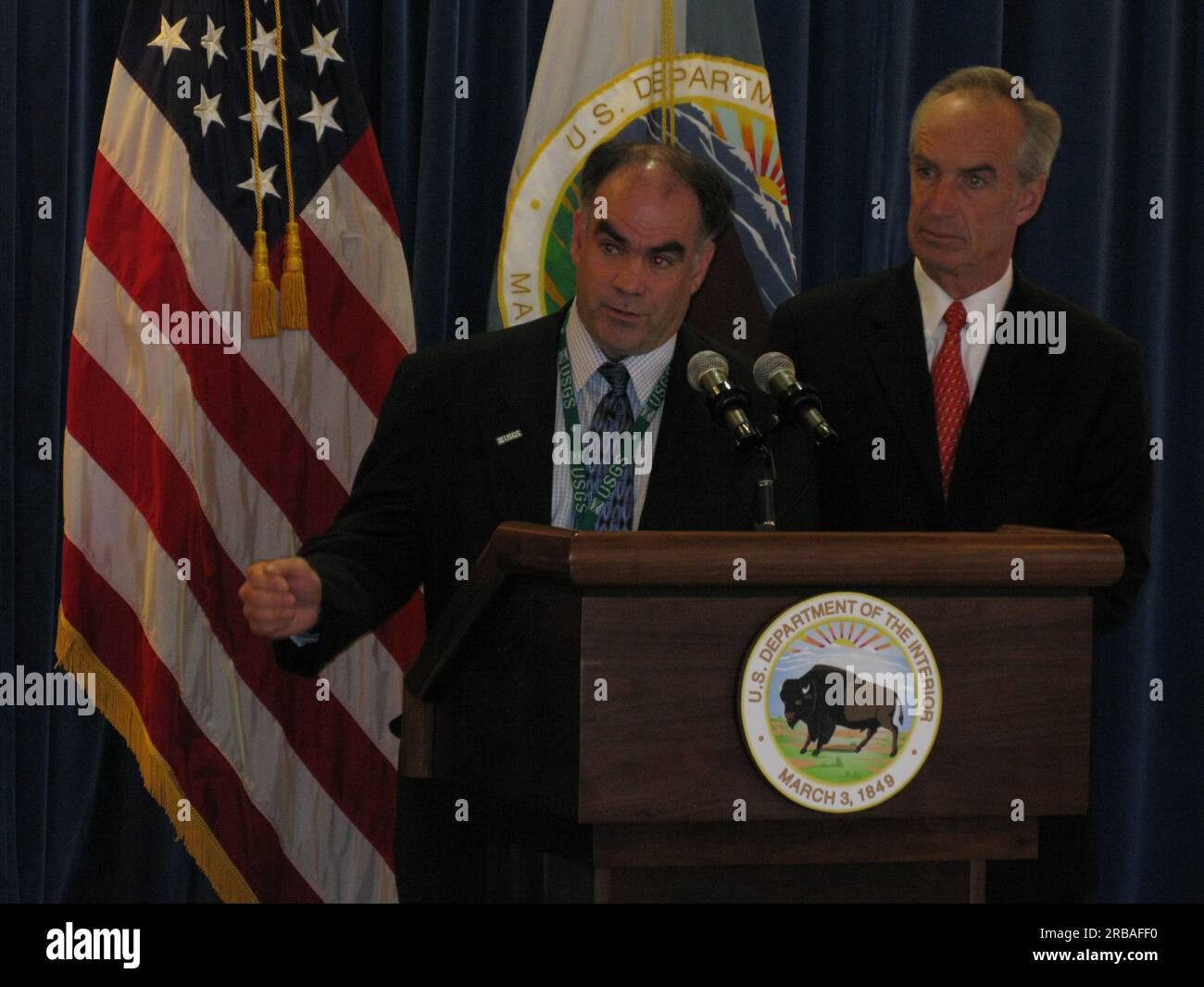 Secretary Dirk Kempthorne leading press conference, at Main Interior ...