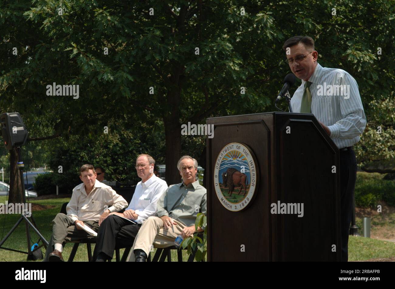 Ceremonial planting of blight-resistant American chestnut tree, outside ...