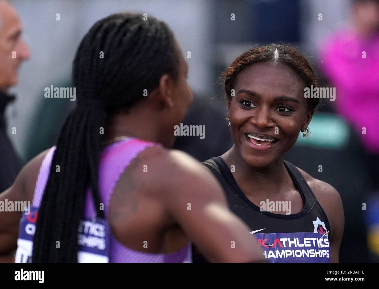 Dina Asher-Smith talks to Bianca Williams following the Women's 100m ...