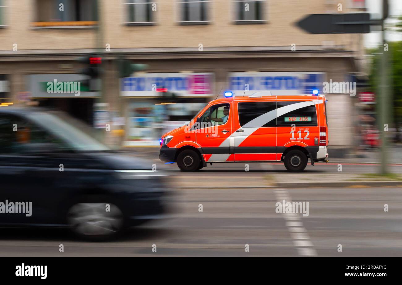 Berlin, Germany. 29th June, 2023. 29.06.2023, Berlin. An ambulance of ...