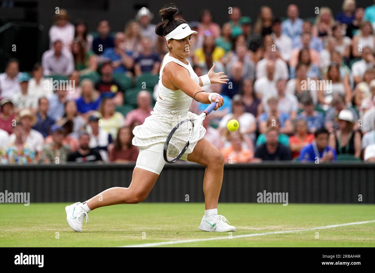 Bianca Andreescu in action against Ons Jabeur (not pictured) on day six ...