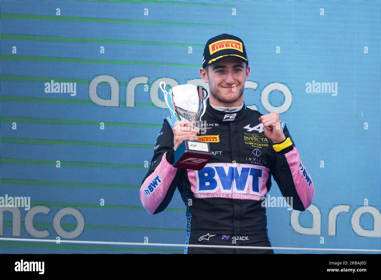 podium DOOHAN Jack (aus), UNI-Virtuosi Racing, Dallara F2, portrait ...