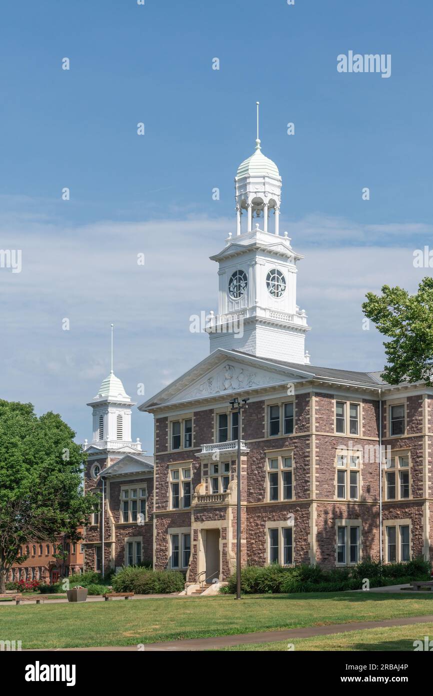 VERMILLION, SD, USA - JUNE 22, 2023:Old Main hall on the campus of the ...