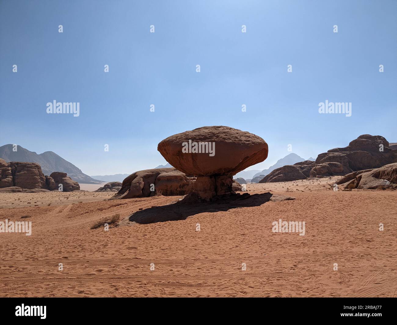 Wadi Rum Desert, Jordan. The red desert and Jabal Al Qattar mountain ...