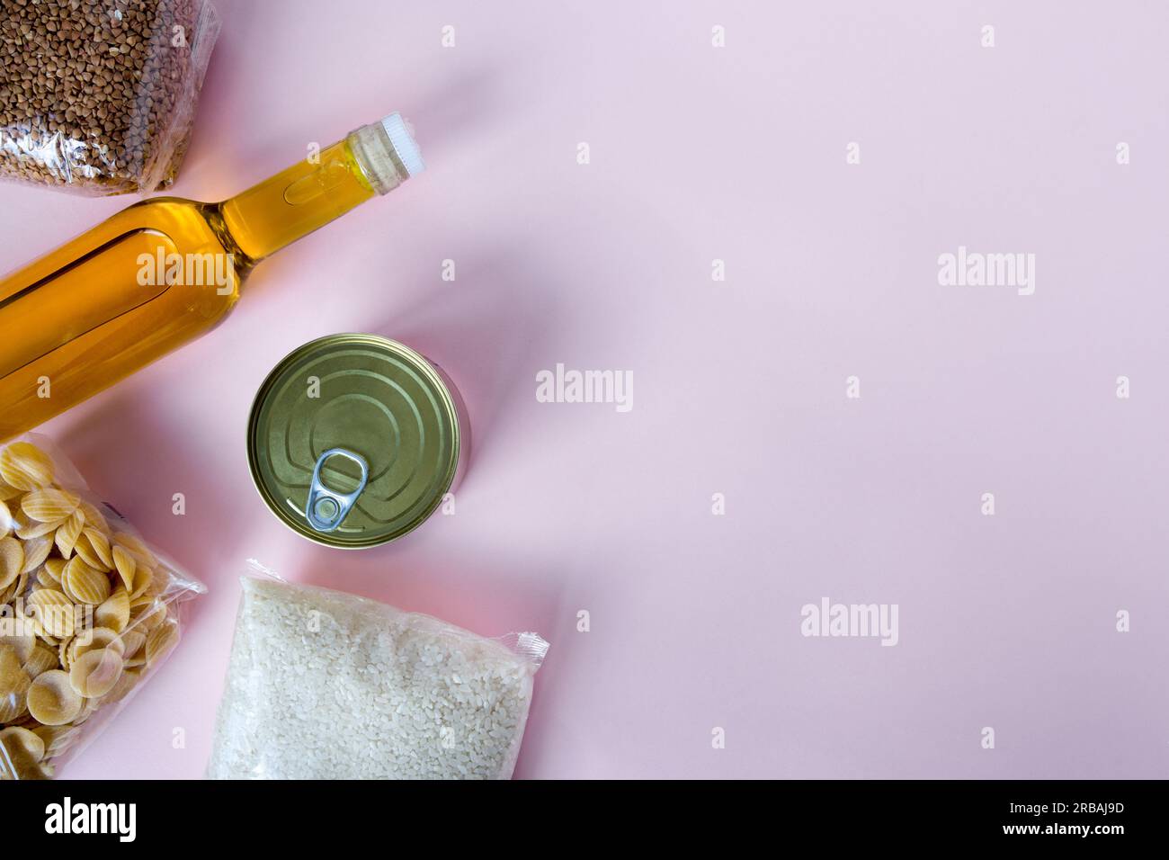 Contactless online order of goods from the store. Set of grocery items ...