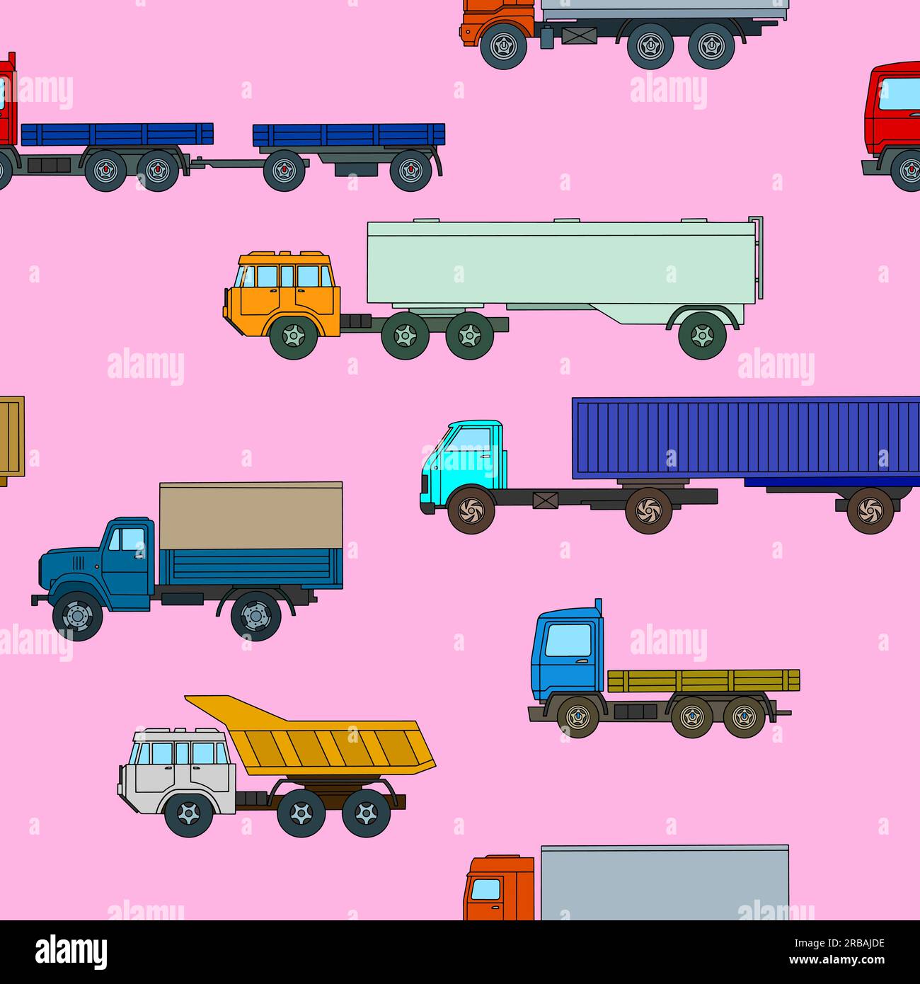Multicolored cartoon truck pattern for print and decoration. Vector ...