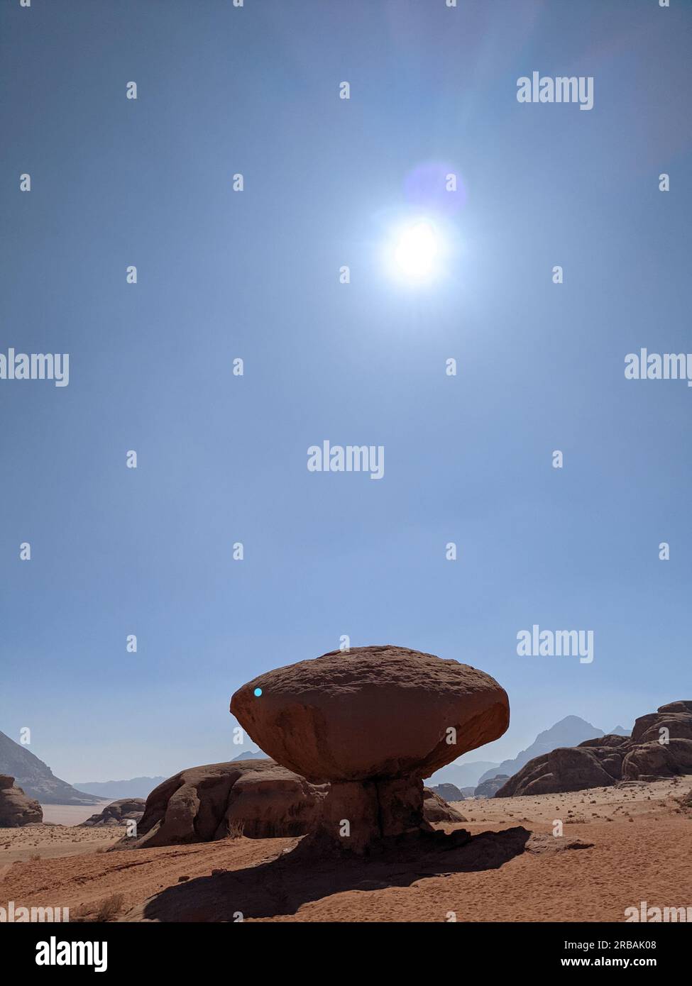 Wadi Rum Desert, Jordan. The red desert and Jabal Al Qattar mountain ...