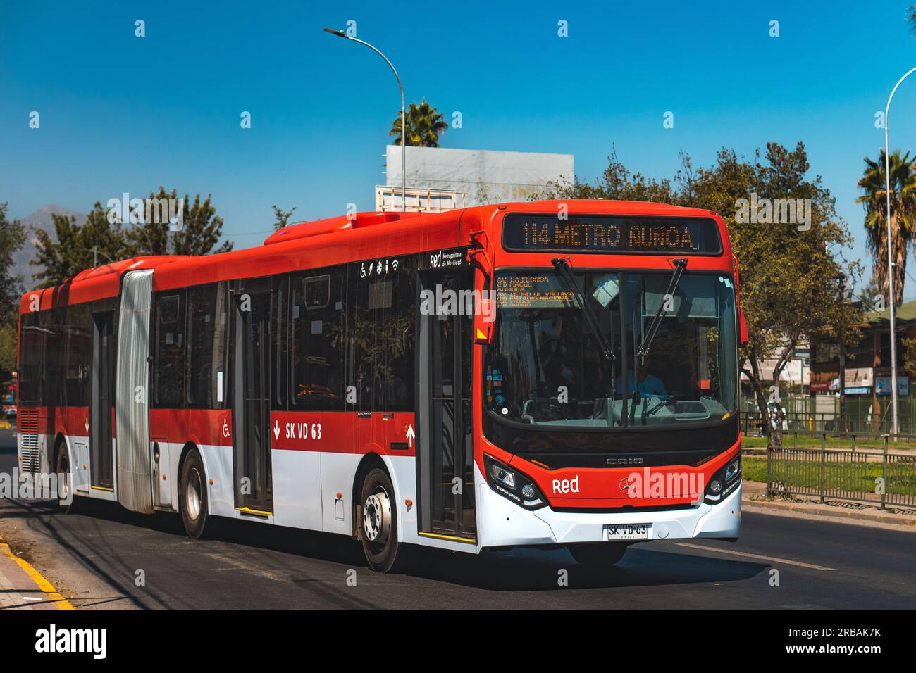 Santiago, Chile - March 22 2023: A public transport Transantiago, or ...