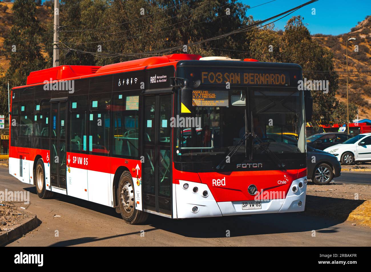 Santiago, Chile - March 22 2023: A public transport Transantiago, or ...