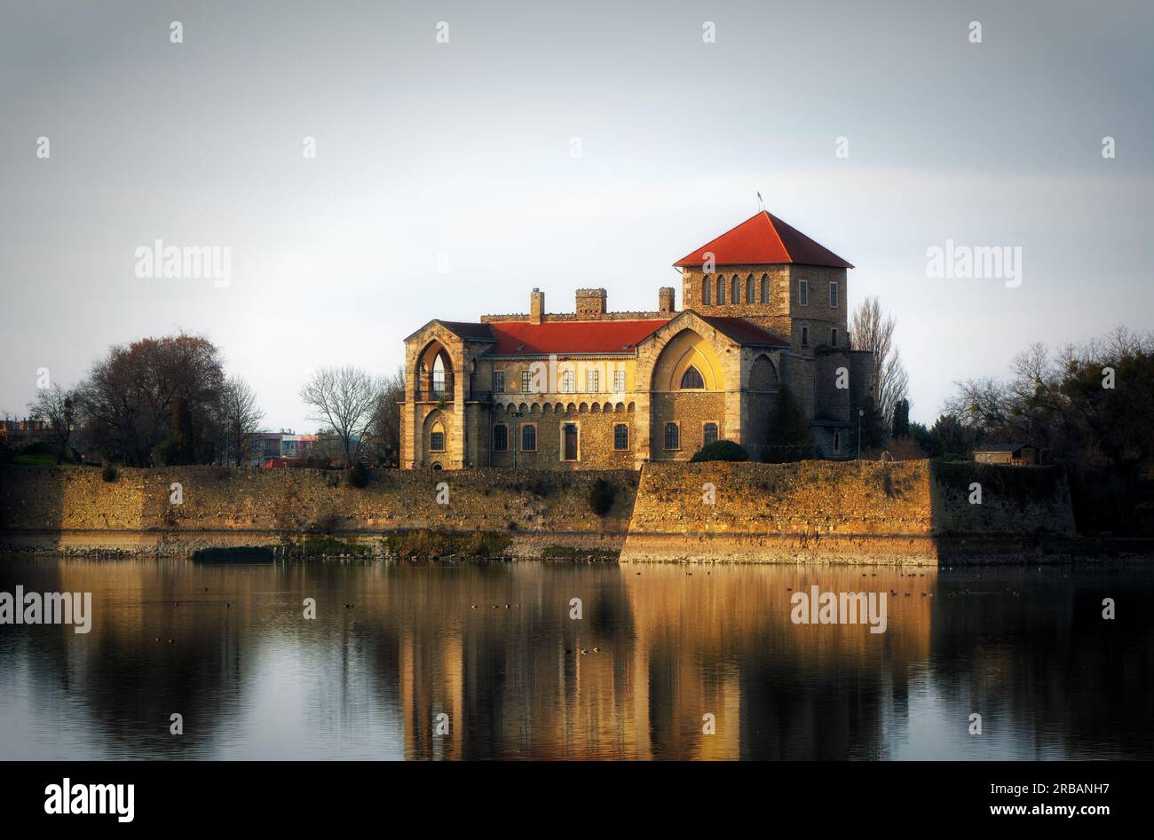 Old lake near Tata and castle of Tata, Hungary in december 26, 2022 ...
