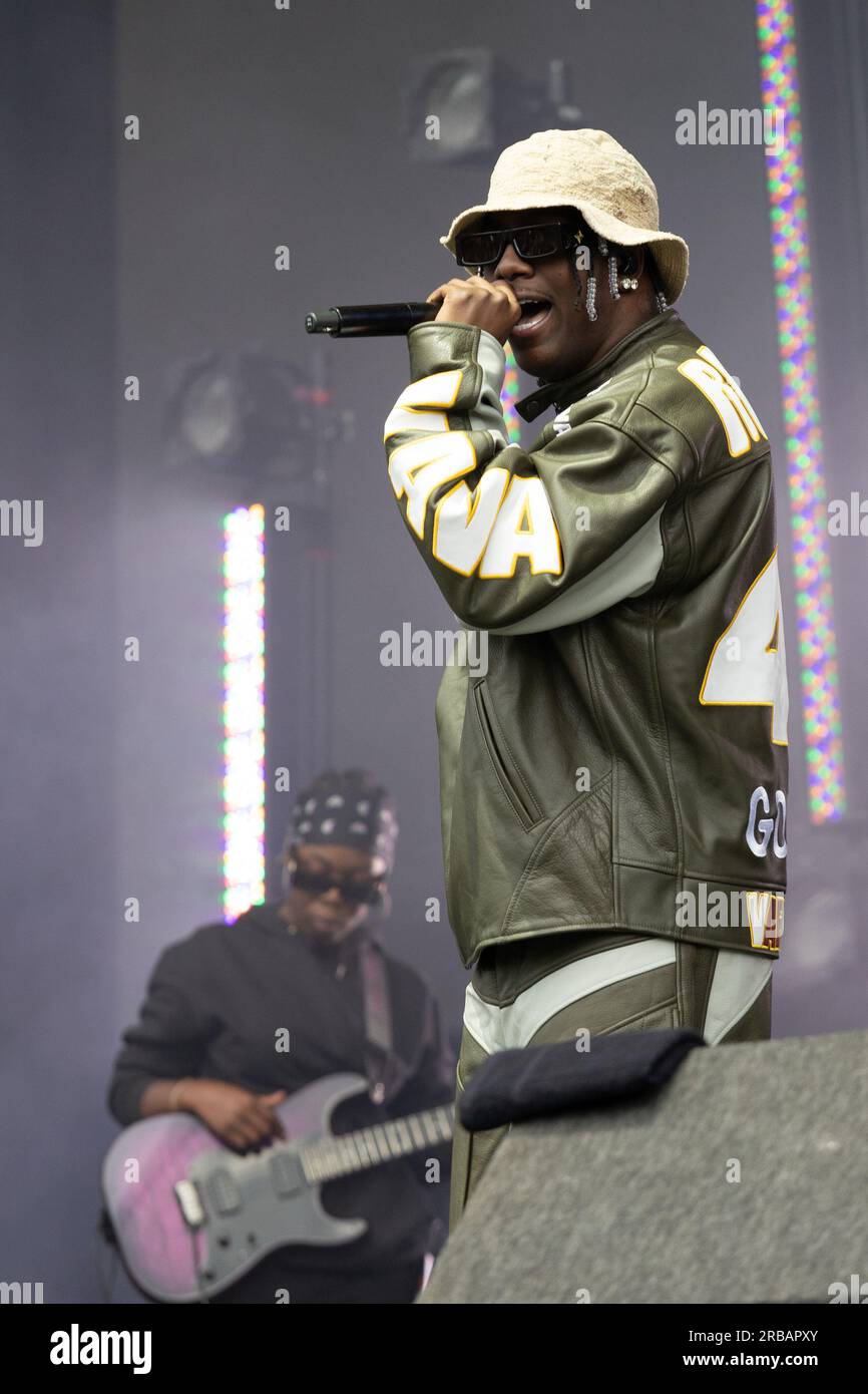 London, UK. July 8, 2023. Lil Yachty performs on the Main Stage at the ...