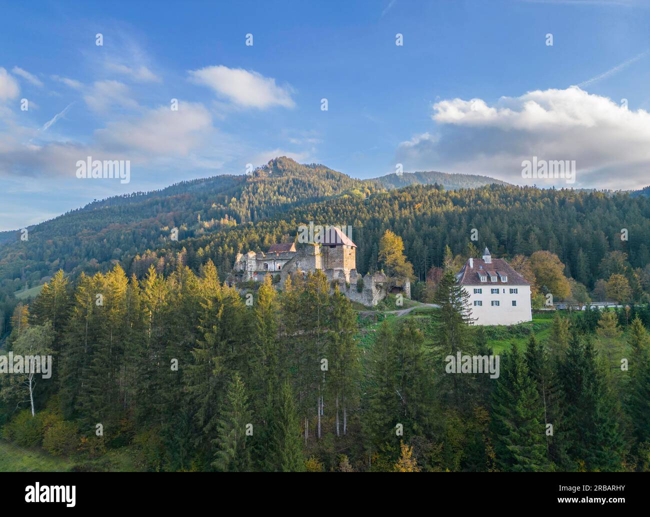 Aerial view of Stubegg Castle Ruin, Arzberg, Styria, Austria Stock ...
