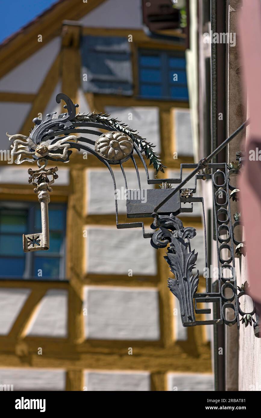 Historical nose plate of a key maker, Weissgerbergasse 24, Nuremberg ...
