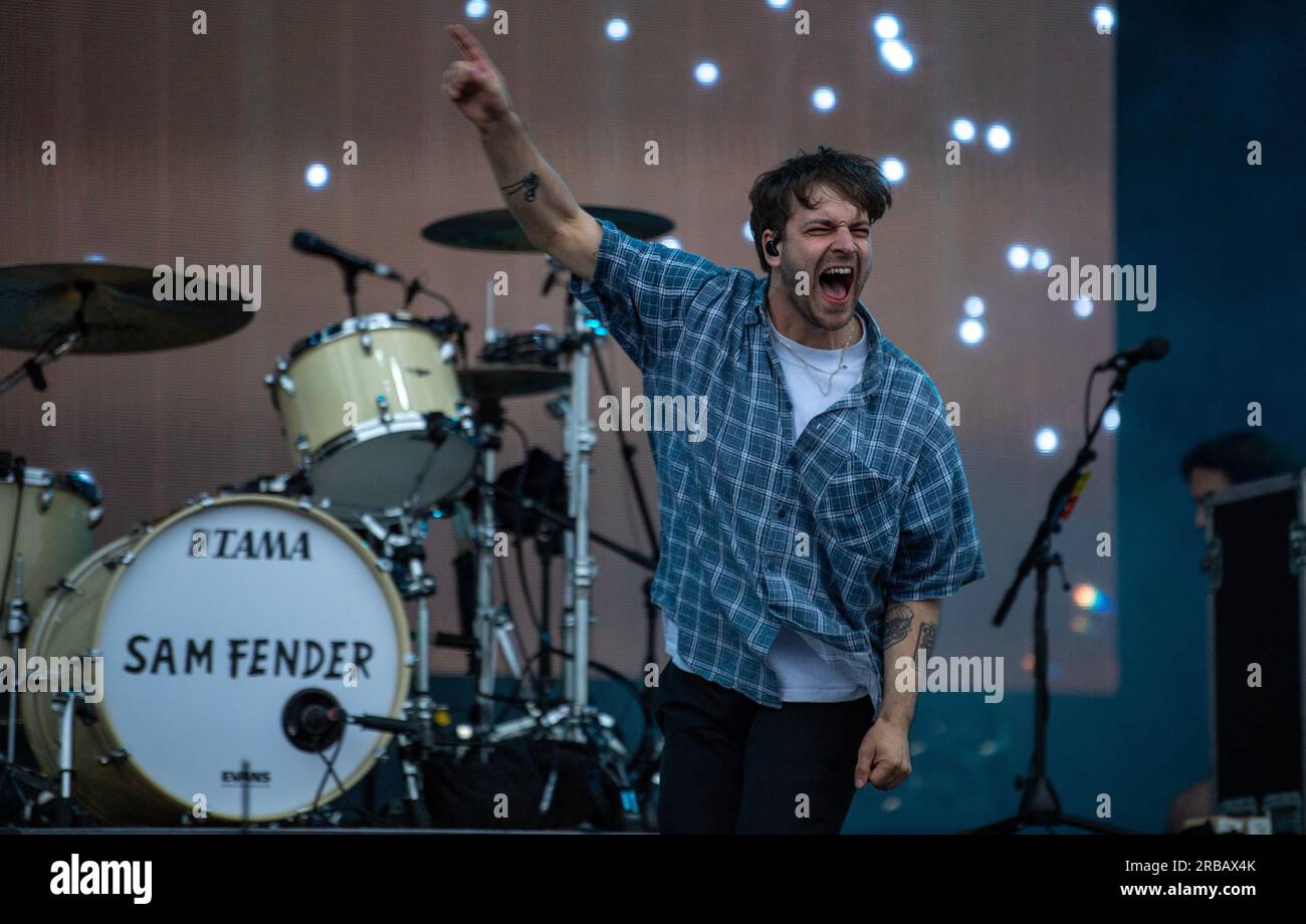Sam Fender performing on the main stage at the Trnsmt Festival at ...