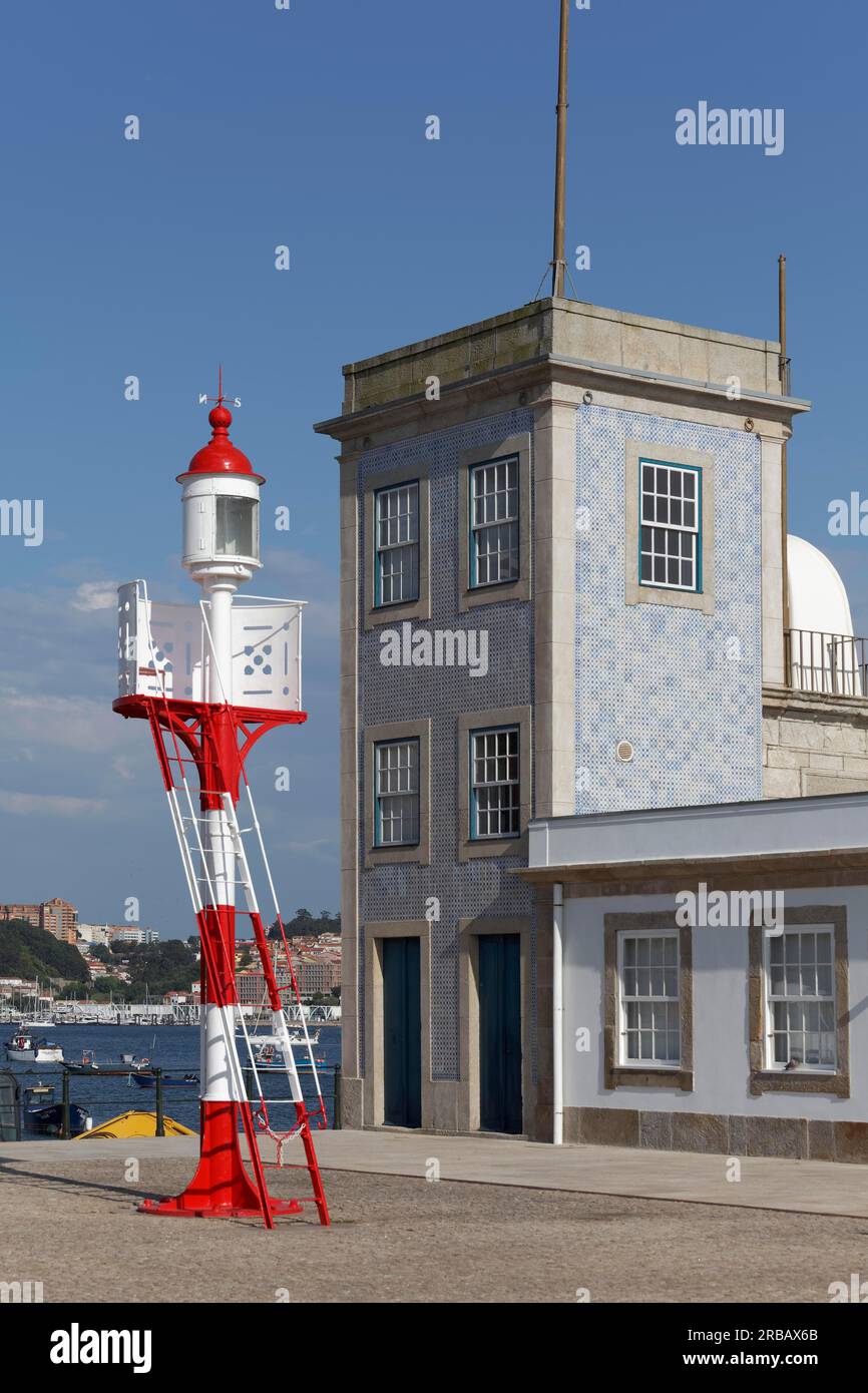 Historic lighthouse of Sao Miguel-O-Anjo and building of the Portuguese ...