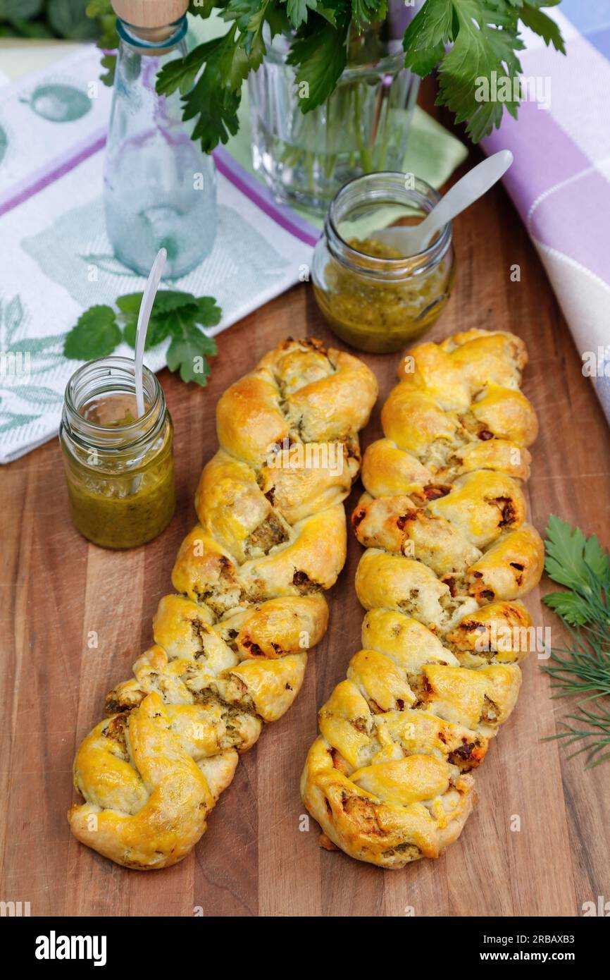 Swabian cuisine, hearty party yeast plait, savoury yeast plait, baked ...