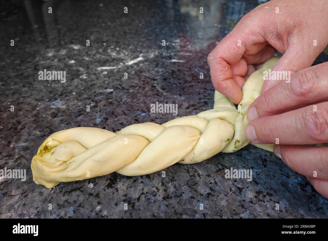 Swabian cuisine, preparing hearty party yeast plait, savoury yeast ...