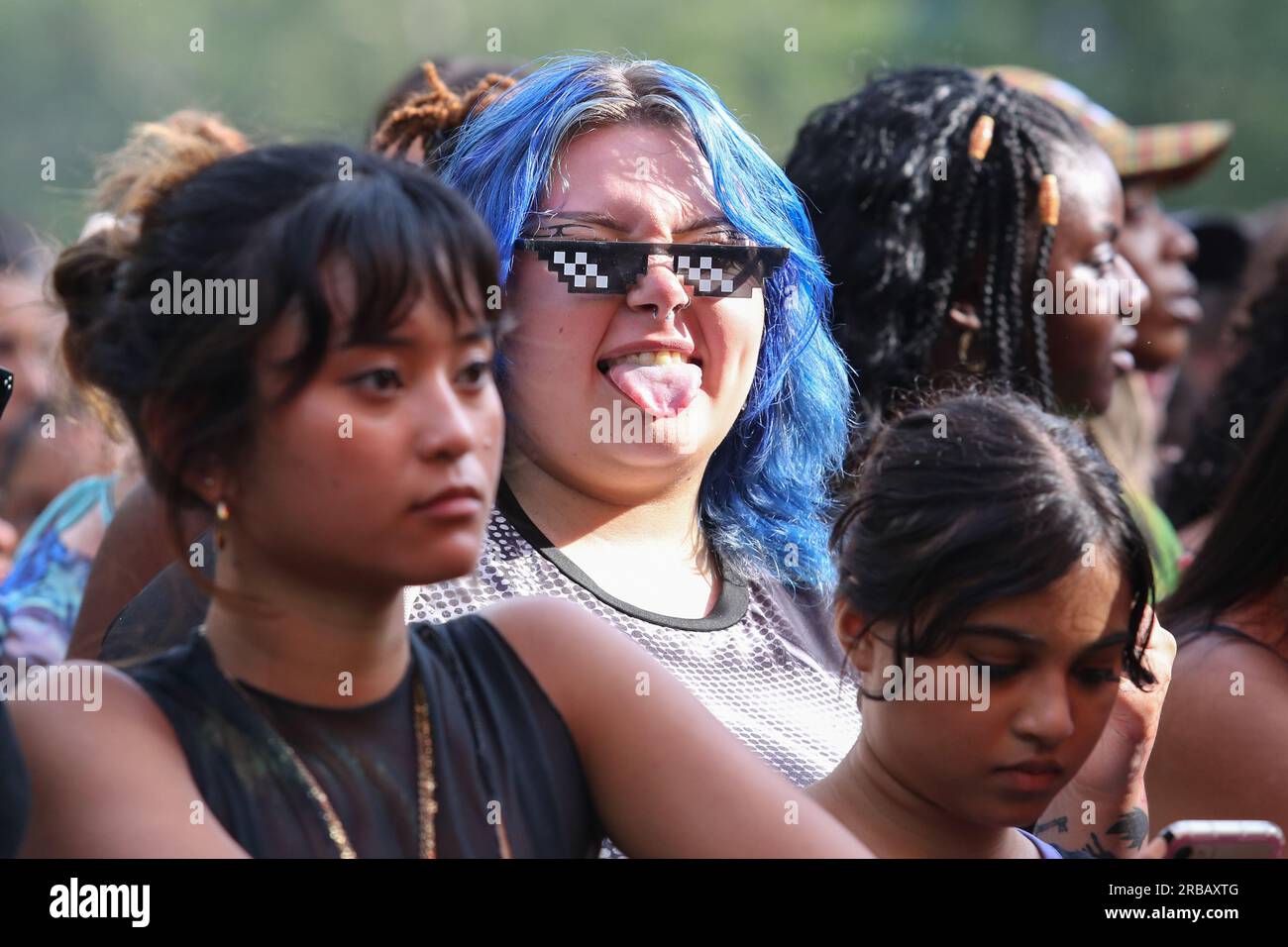 London, UK. July 8, 2023. Crowds at the Wireless Festival in Finsbury ...