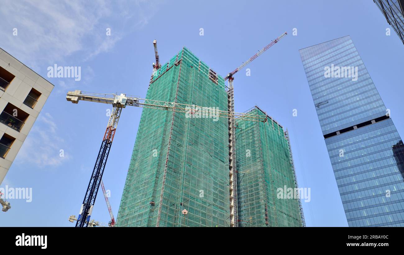 High-rise building under construction. Modern office building Stock ...