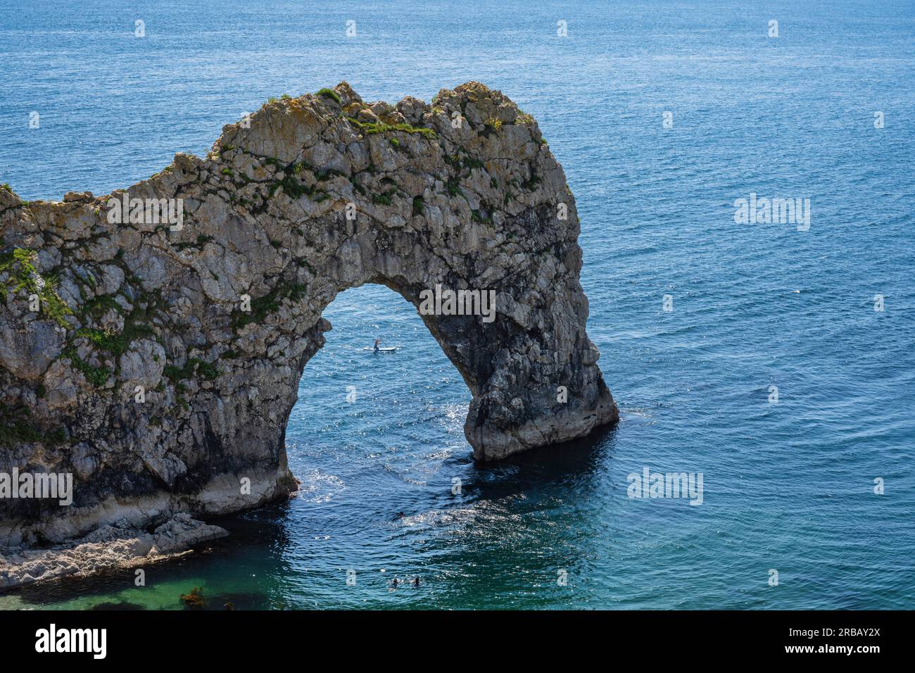 The famous rock bridge Durdledoor on the Jurassic Coast, West Lulworth ...