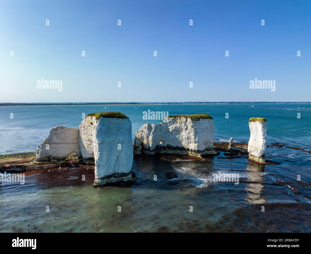 Aerial view of the chalk coast Old Harry Rocks, Jurassic Coast, Isle of ...
