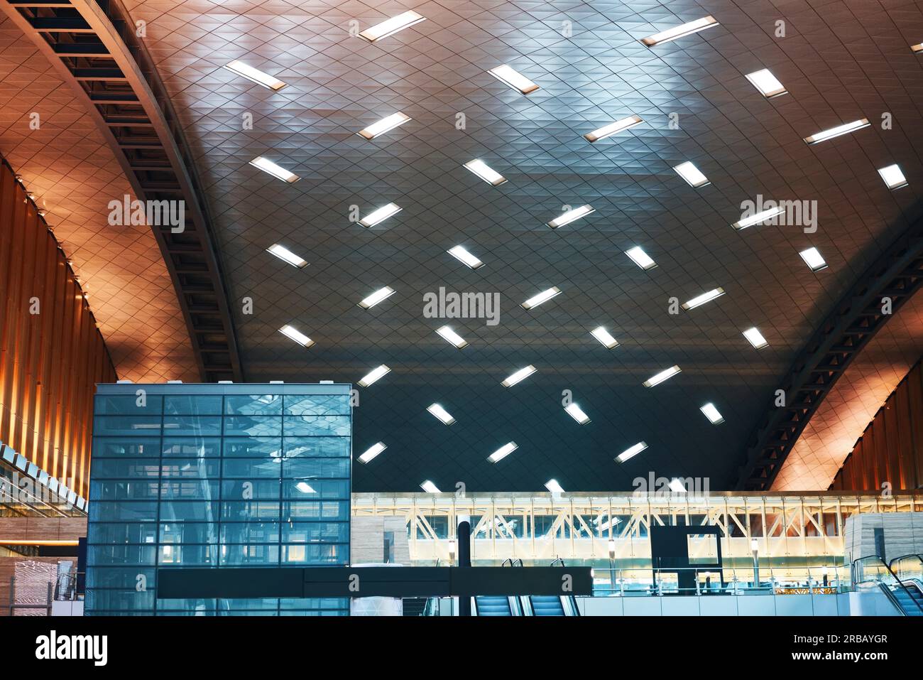 Abstract interior background of modern empty airport. Travel ...