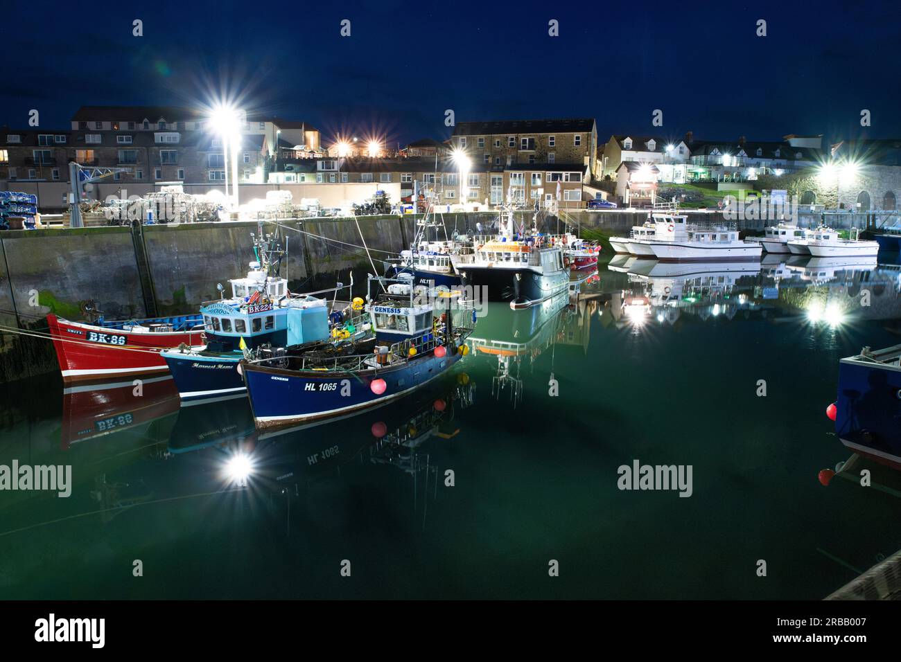 Seahouses at Night Stock Photo - Alamy