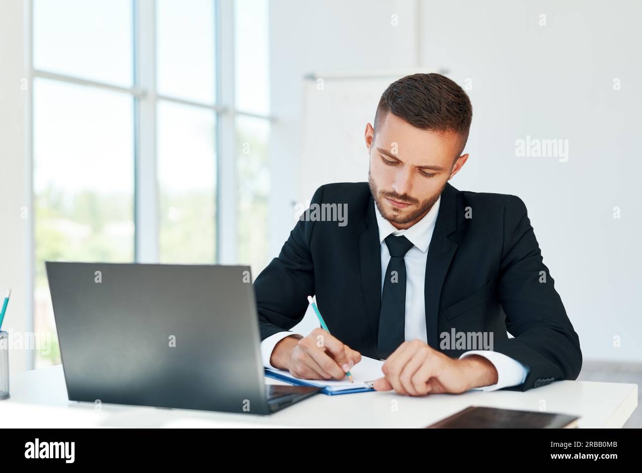 Confident businessman signing contract hi-res stock photography and ...