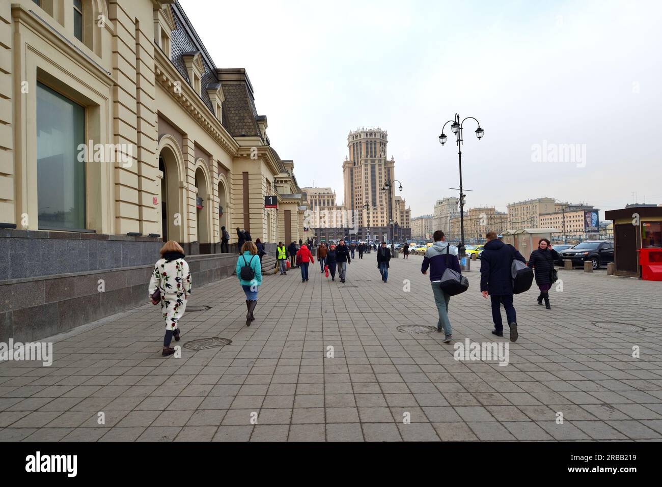 Moscow, Russia - March 11. 2017. Square in front of Paveletsky railway ...