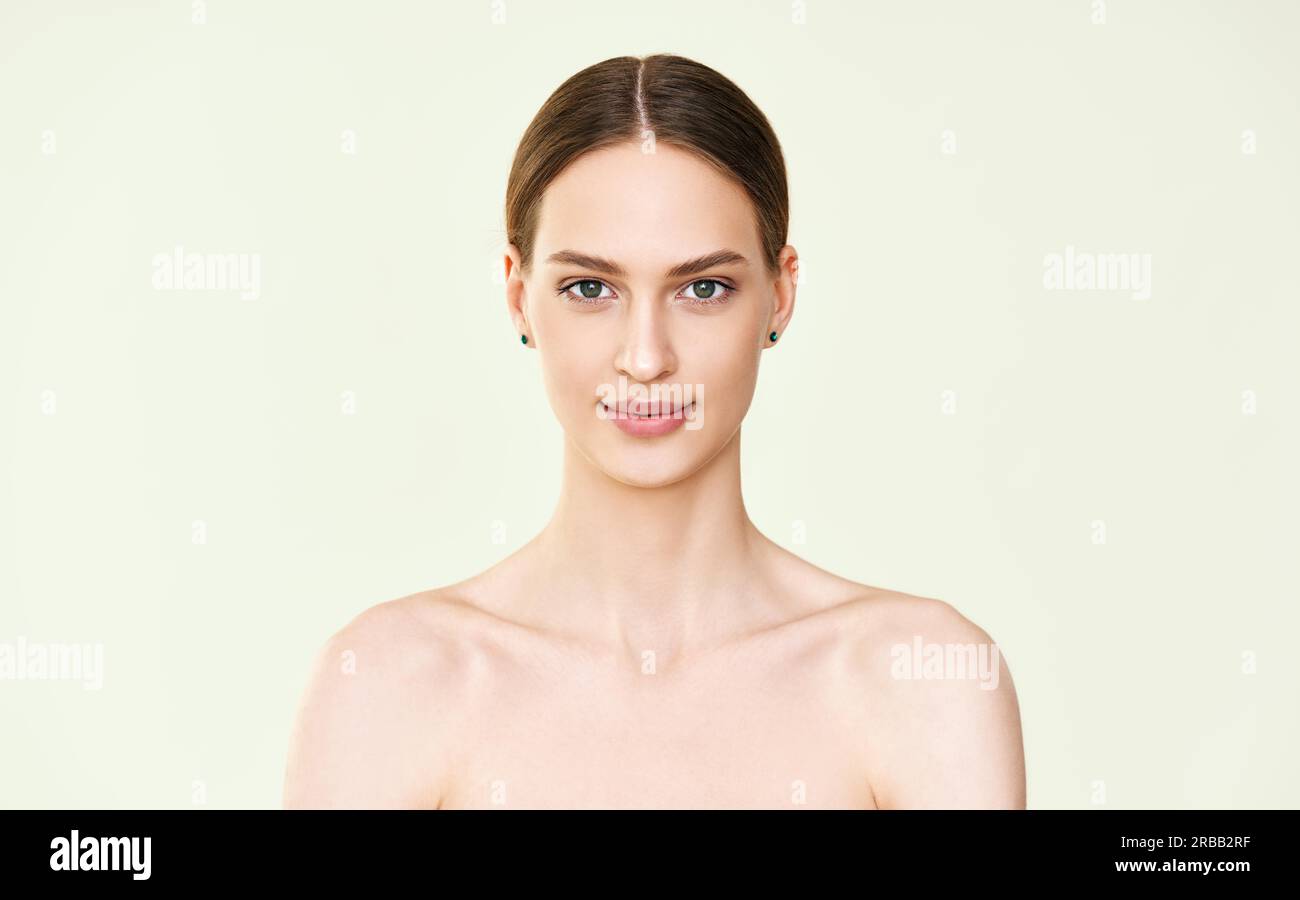 Beauty young woman portrait with perfect smooth skin. Natural cosmetics ...