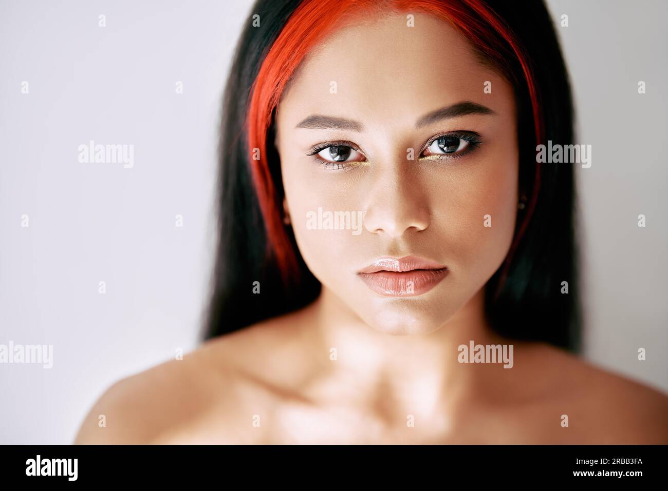 Closeup portrait of pretty african american woman on white background ...