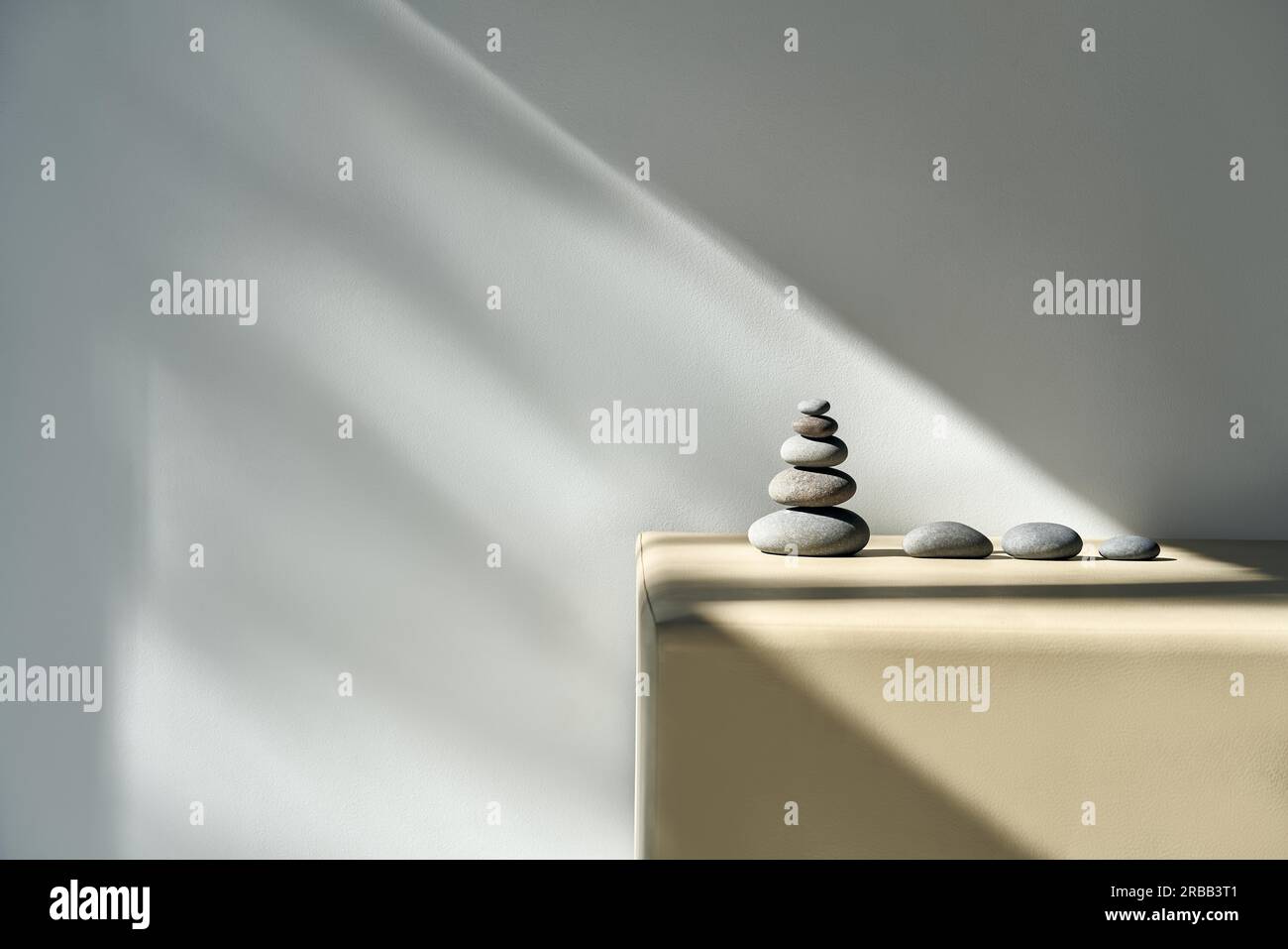 Pyramid of pebbles stones with copy space. Balance, harmony, minimalism ...