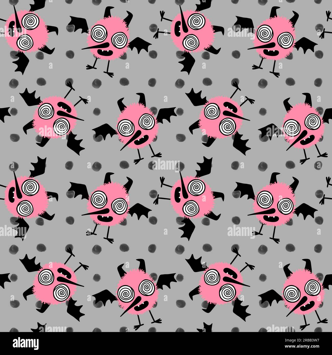 Halloween monsters birds seamless cartoon cute vampire pattern for ...