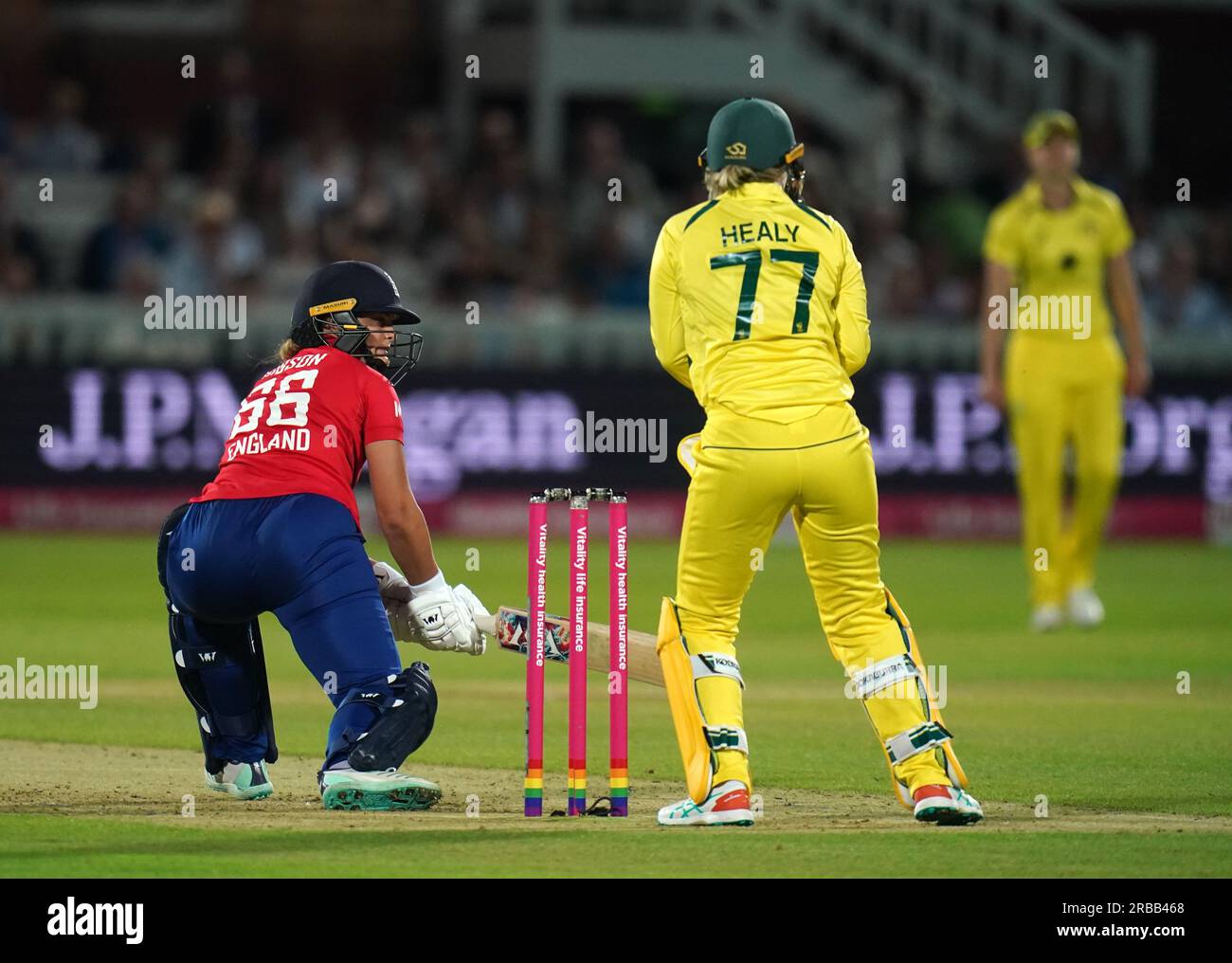 England's Danielle Gibson makes the winning run during the third ...