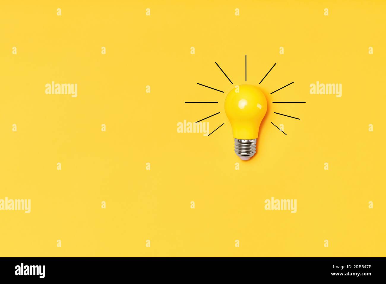 Concept creative idea with lightbulb on yellow background with copy ...