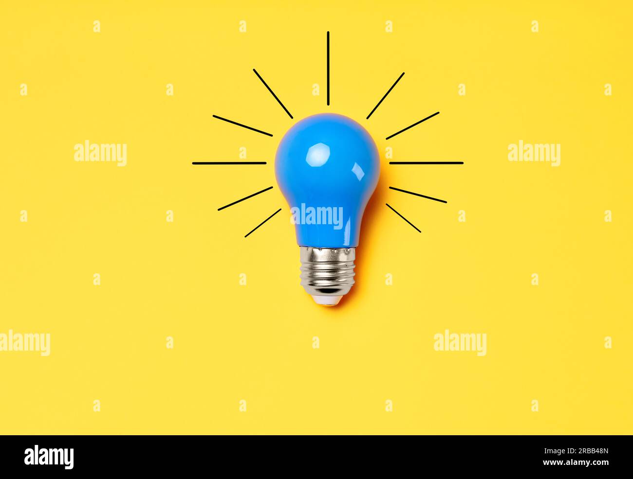 Concept creative idea with lightbulb on yellow background. Solution symbol, business creativity ...