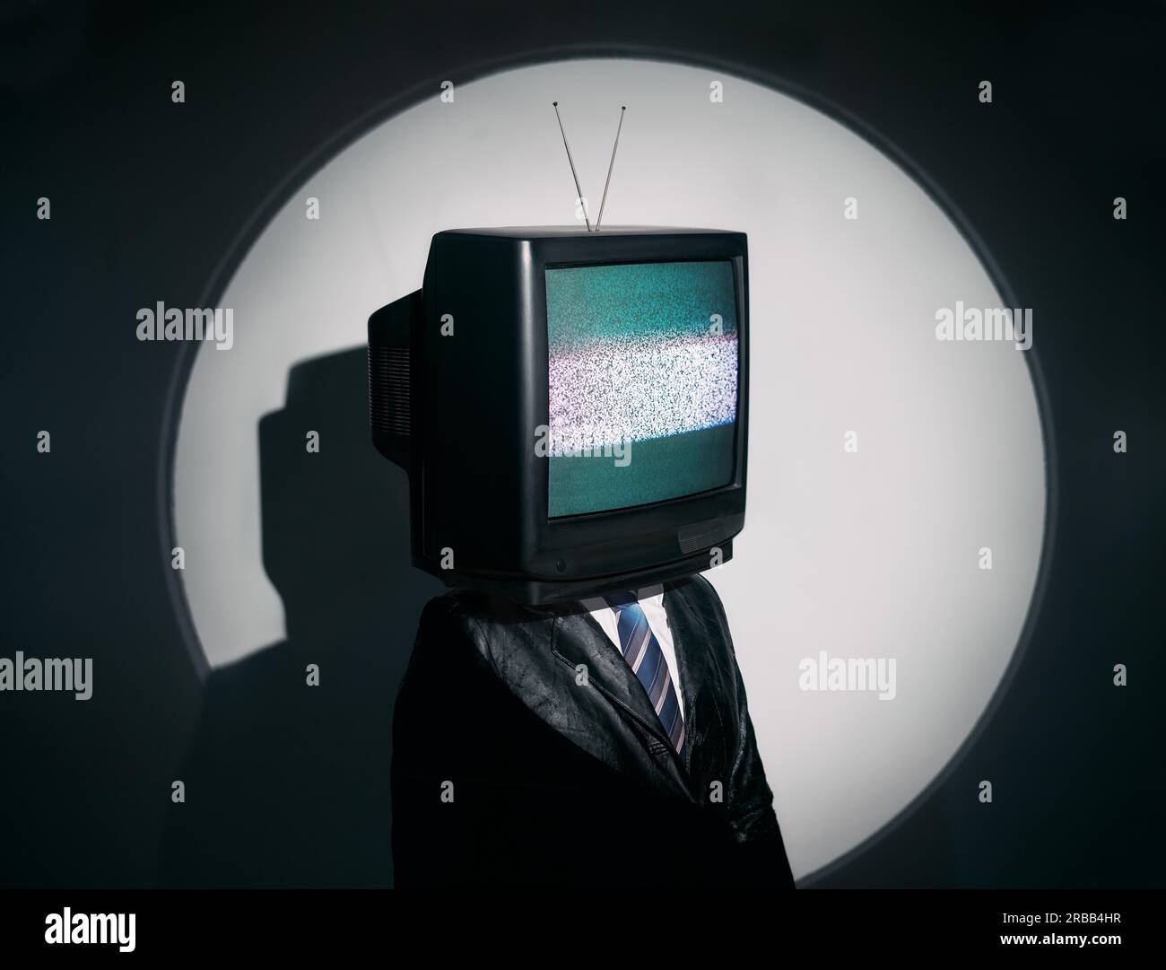 Man with TV instead of head. Media zombie concept with television ...