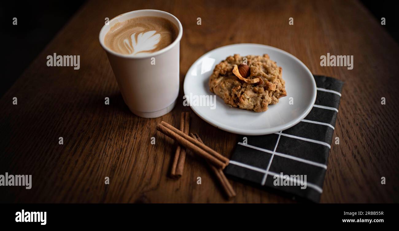Take Away Coffee Cookie Stock Photo Alamy