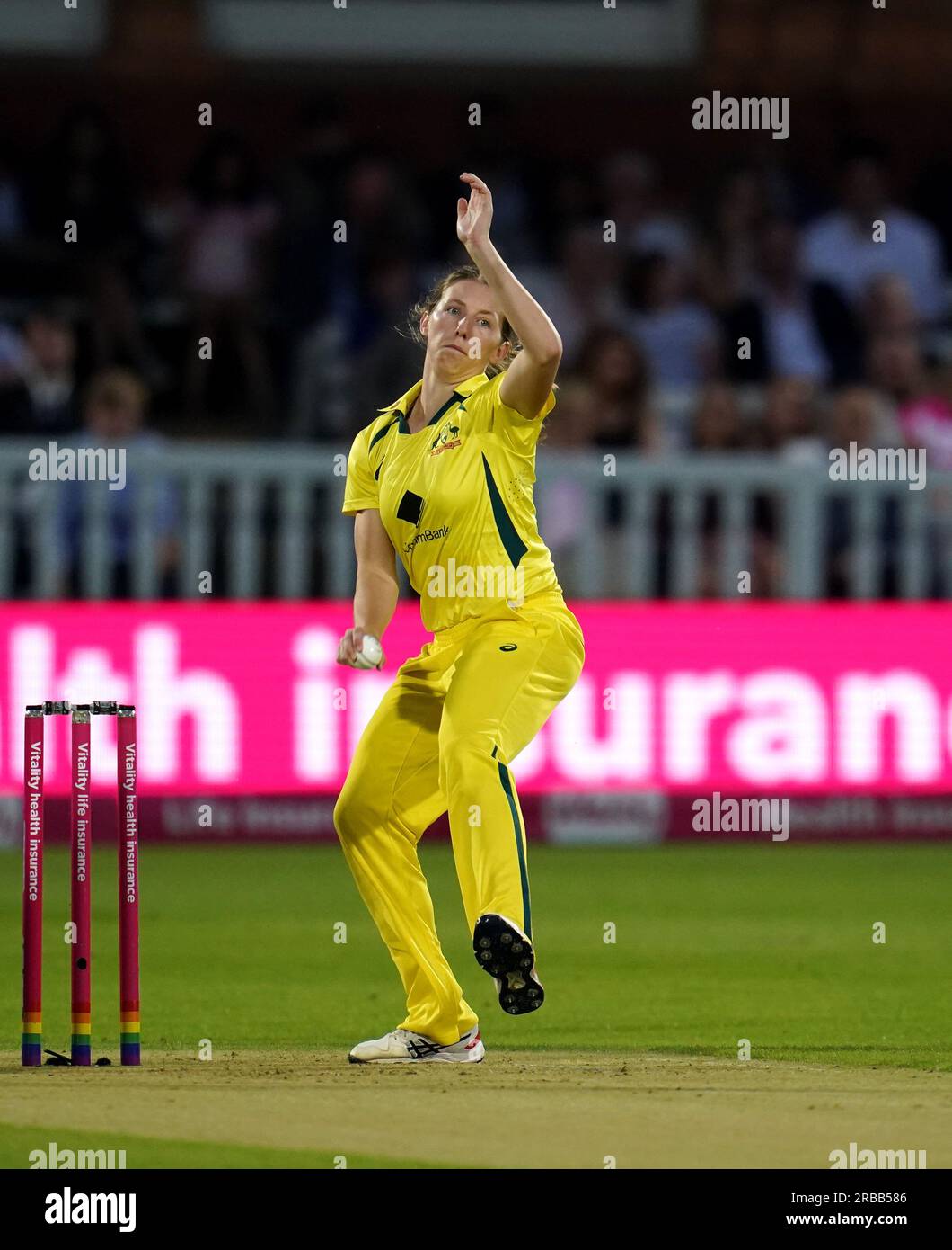 Australia's Darcie Brown bowling during the third Vitality IT20 match ...