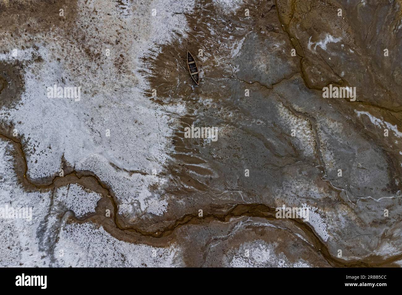 Aerial of the salty grounds of the Aral lake, Aralsk, Aral lake ...
