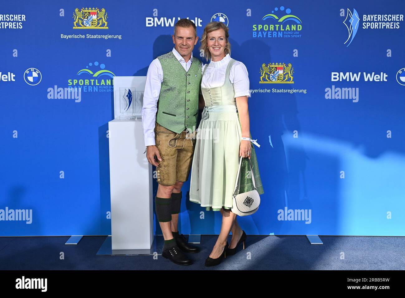 Munich, Deutschland. 08th July, 2023. Tobias ANGERER with his wife Romy ...