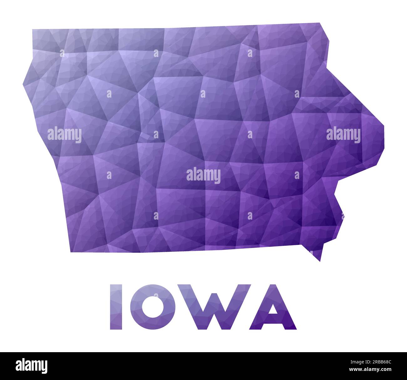 Map of Iowa. Low poly illustration of the US state. Purple geometric ...