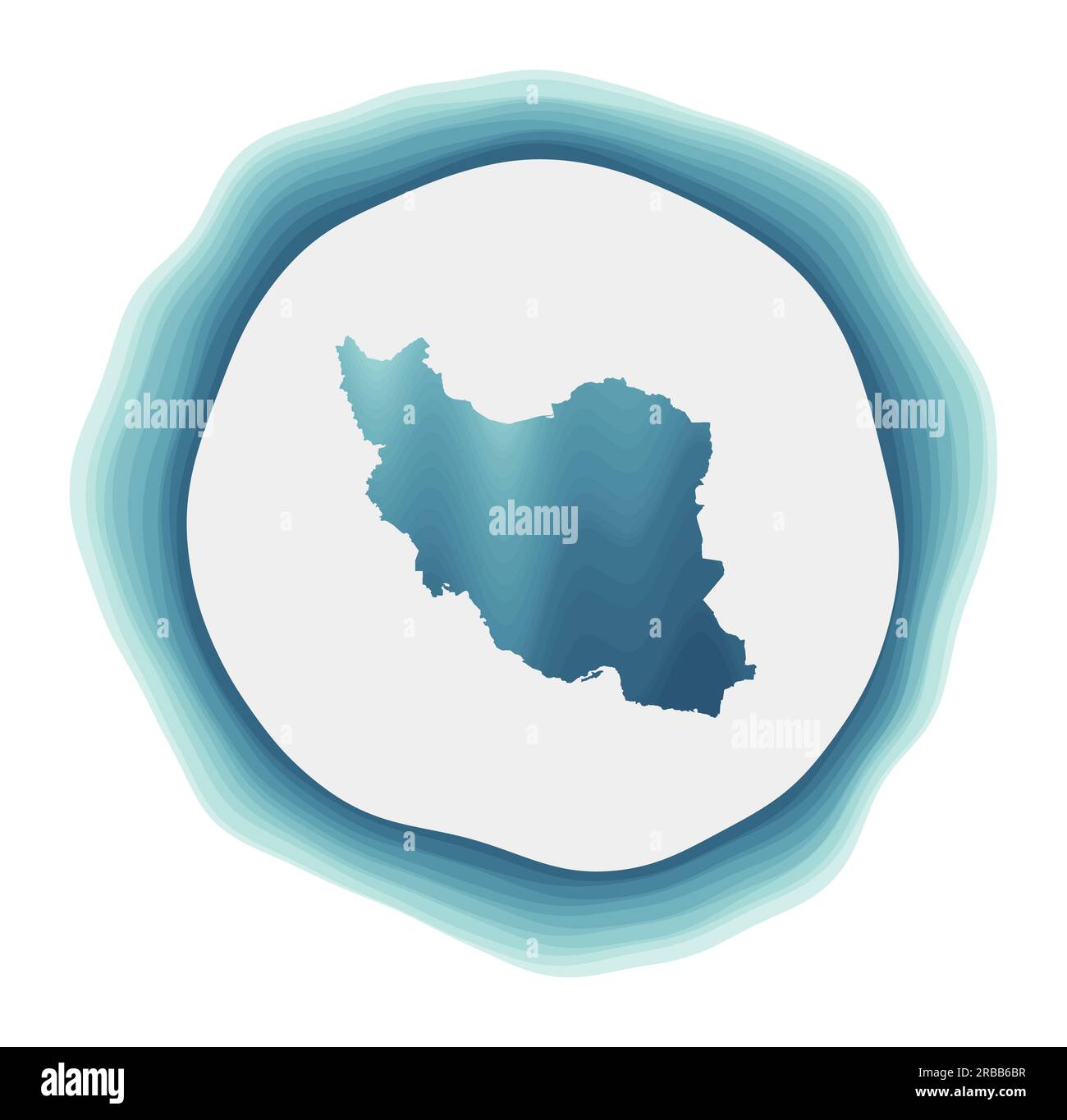 Iran logo. Badge of the country. Layered circular sign around Iran border shape. Modern vector ...