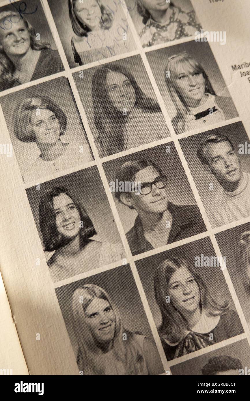 Vintage 1970 high school yearbook, USA Stock Photo - Alamy