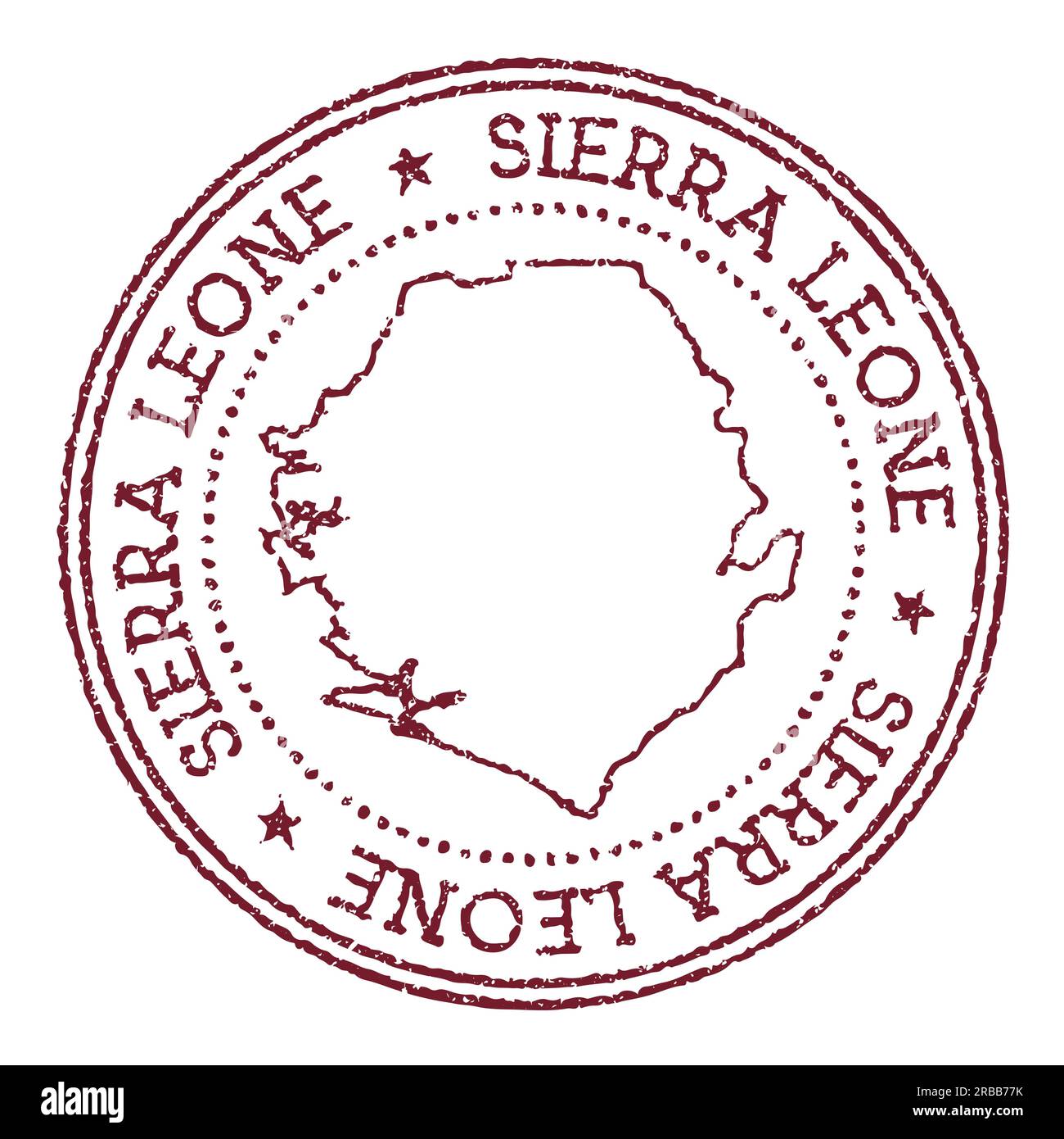 Sierra Leone round rubber stamp with country map. Vintage red passport ...