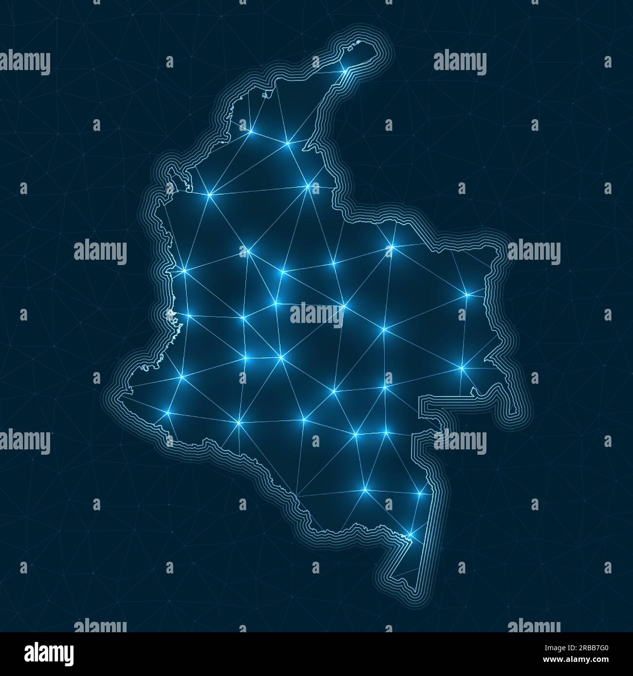 Colombia network map. Abstract geometric map of the country. Digital ...