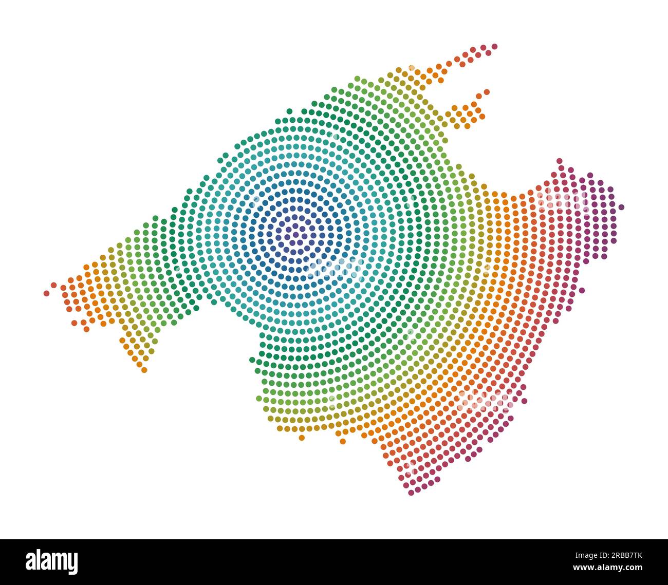 Majorca dotted map. Digital style shape of Majorca. Tech icon of the ...