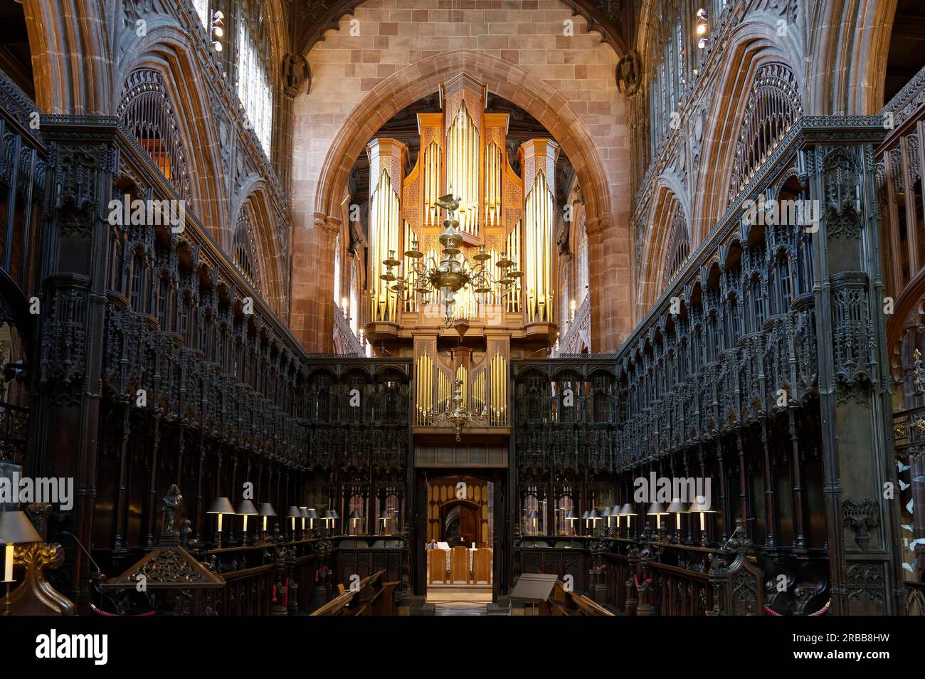 Interior view, choir stalls, organ, Manchester Cathedral, Noma ...