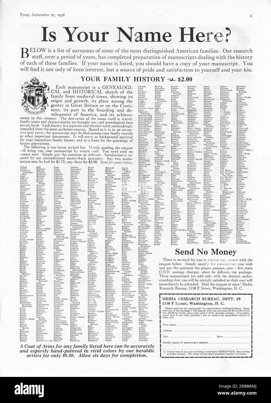 Vintage Time Magazine 21 September 1936 issue advert, USA Stock Photo ...