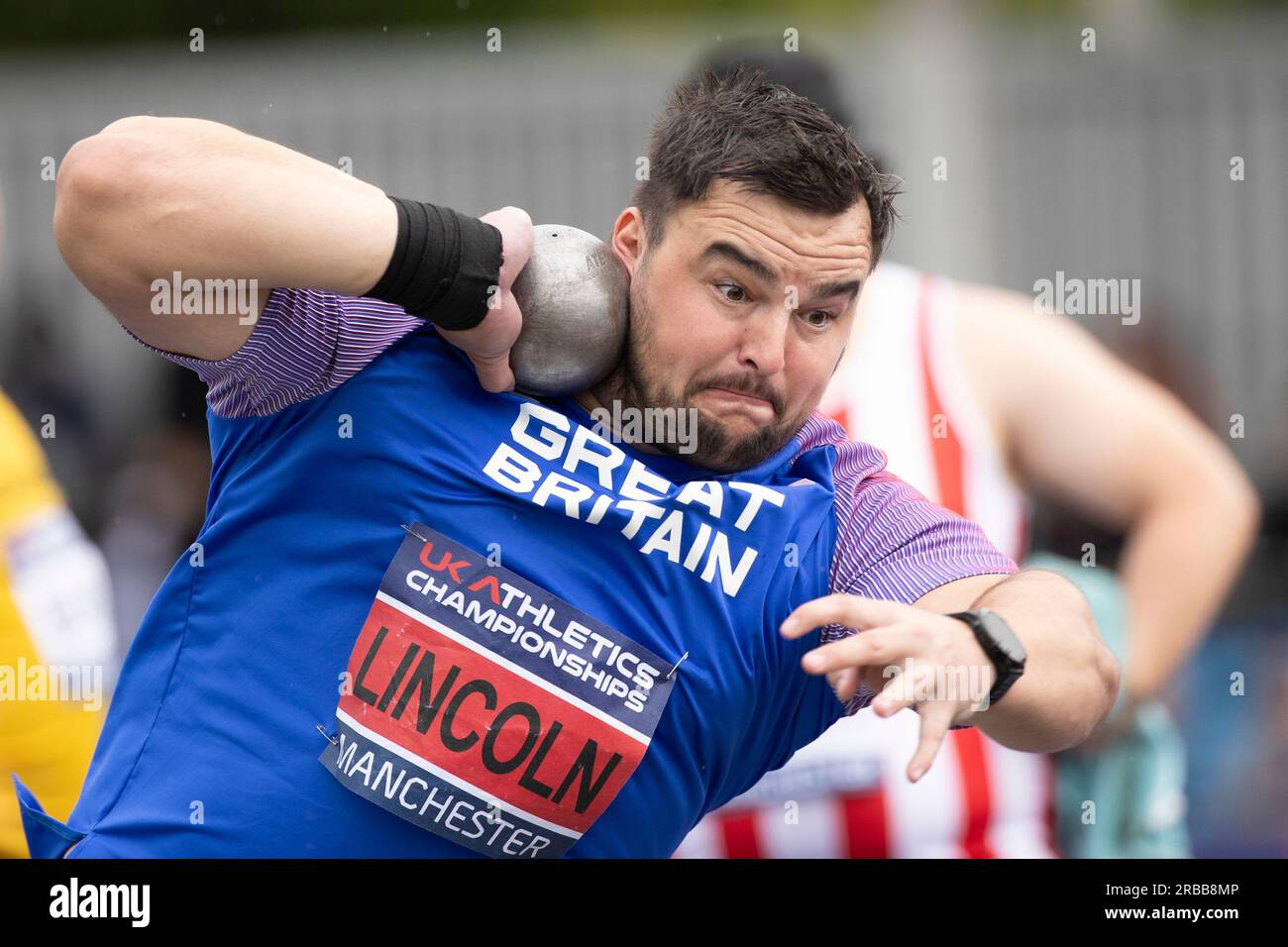 Scott Lincoln throws the shot put during the UK Athletics Championships ...